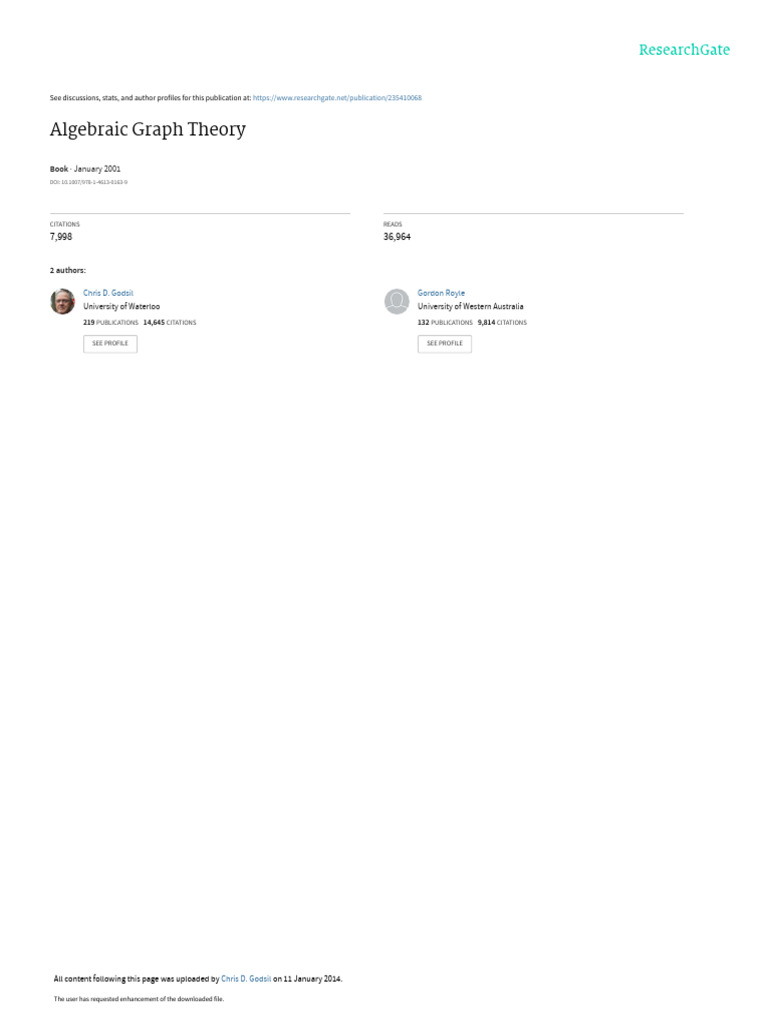 Algebraic_Graph_Theory | PDF | Vertex (Graph Theory) | Eigenvalues And Eigenvectors