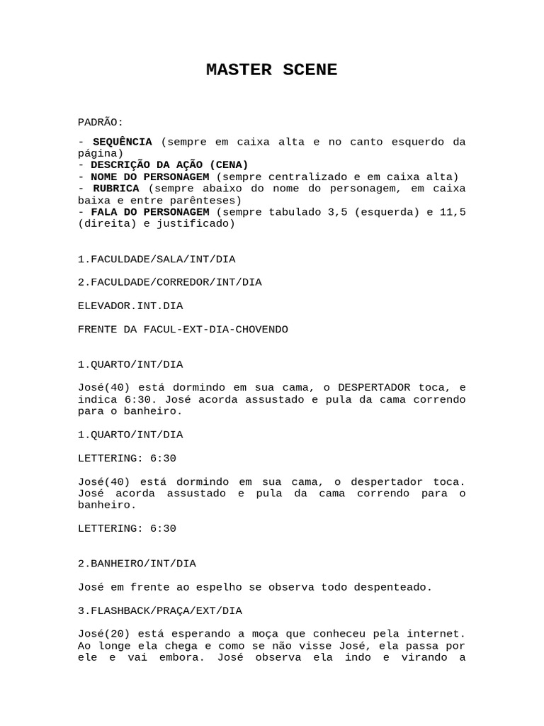 Estrutura de Master Scene | PDF
