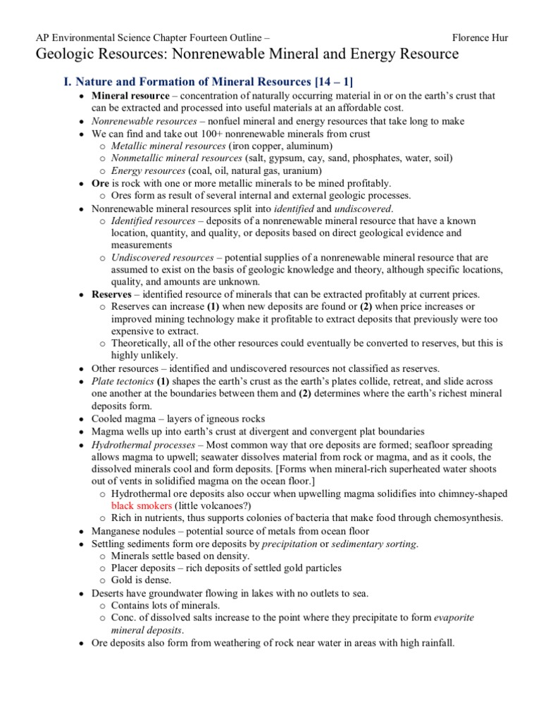 APES Chapter Fourteen Outline | PDF | Petroleum | Natural Gas