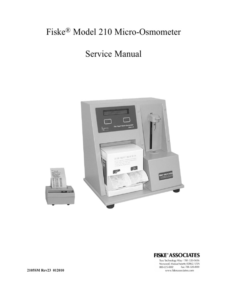 Fiske Model 210 Micro-Osmometer Service Manual: 2105SM Rev23 012010 | PDF | Input/Output ...