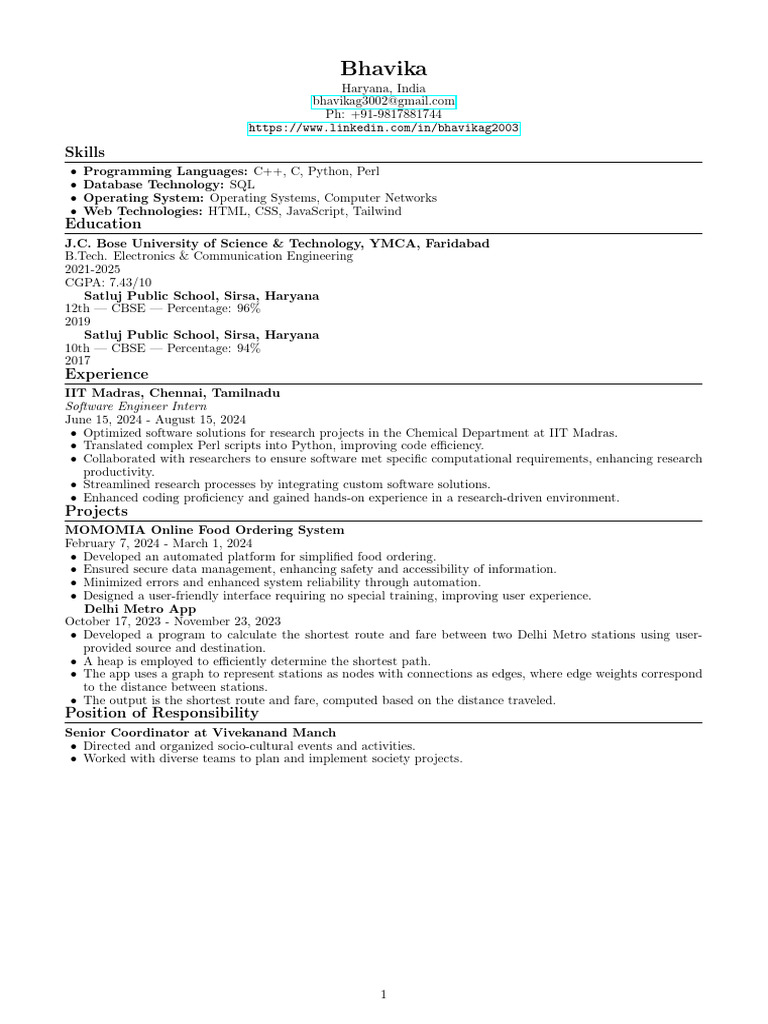 70 ATS Rating Resume Template 1 | PDF | Perl | Computer Programming