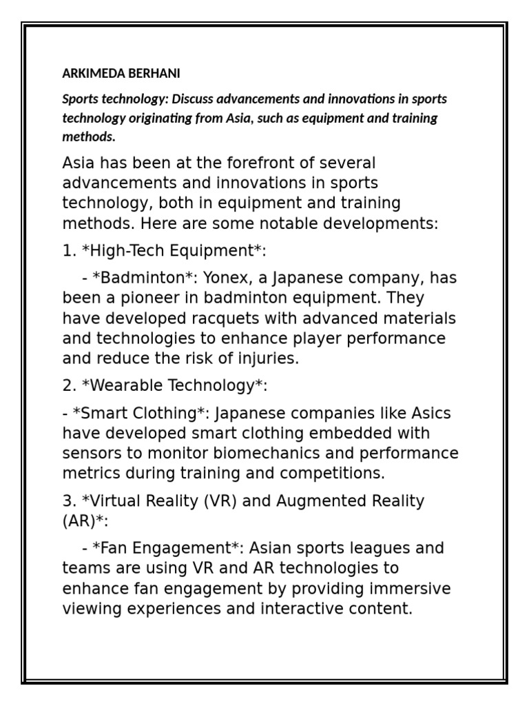 Asian Sports Tech Innovations | PDF