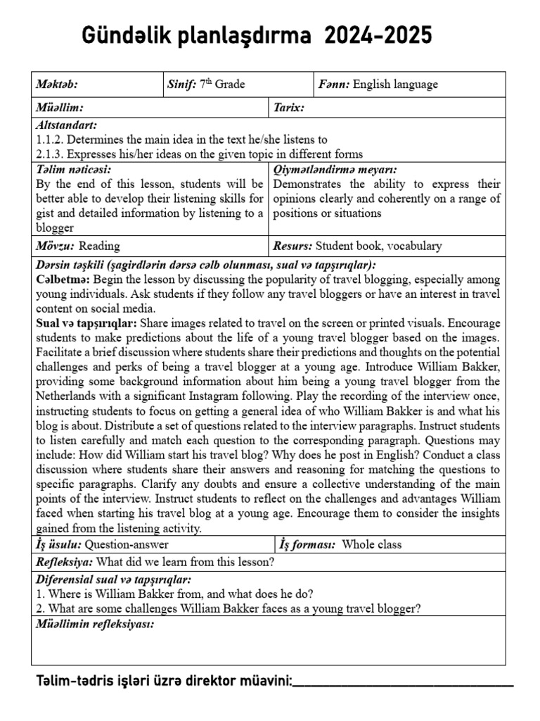 7th Grade English Lesson Plans 2024-2025 | PDF | Vocabulary | Blog