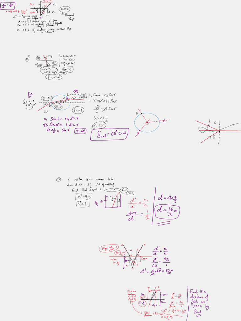 Problems On Apparent Depth | PDF