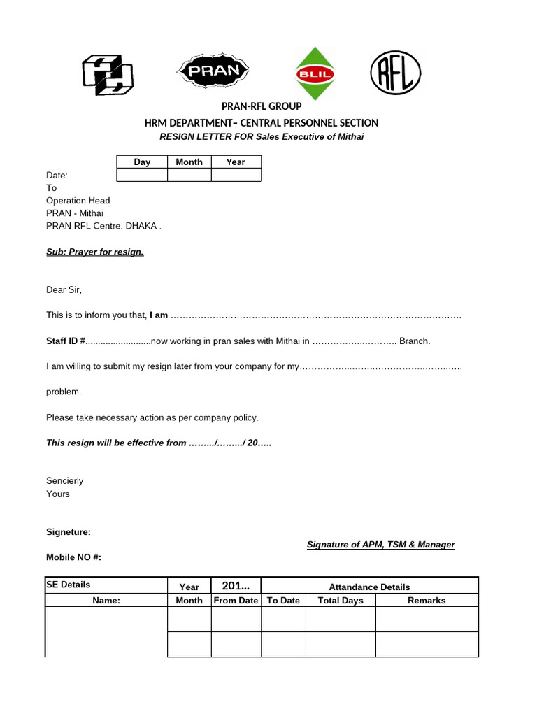 Sales Executive Resignation Letter | PDF