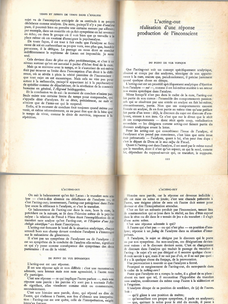 Scilicet 6-7 - L'Acting-out Réalisation D'une Réponse Production de L ...