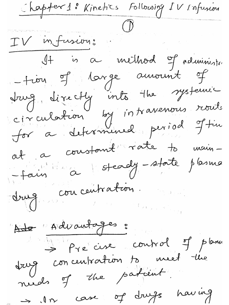 Kinetics Following IV Infusion (Chapter 5) Nazmus Saqueeb | PDF