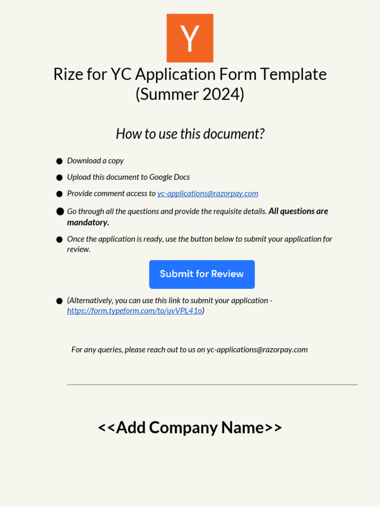 YC S24 Application Form - Template | PDF | Business