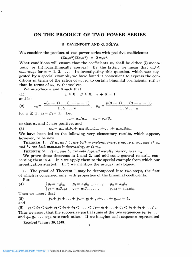 on_the_product_of_two_power_series | PDF | Power Series | Mathematics