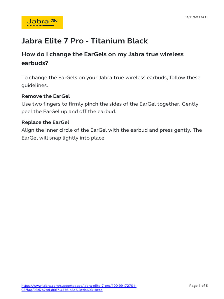How Do I Change The EarGels On My Jabra True Wireless Earbuds | PDF ...
