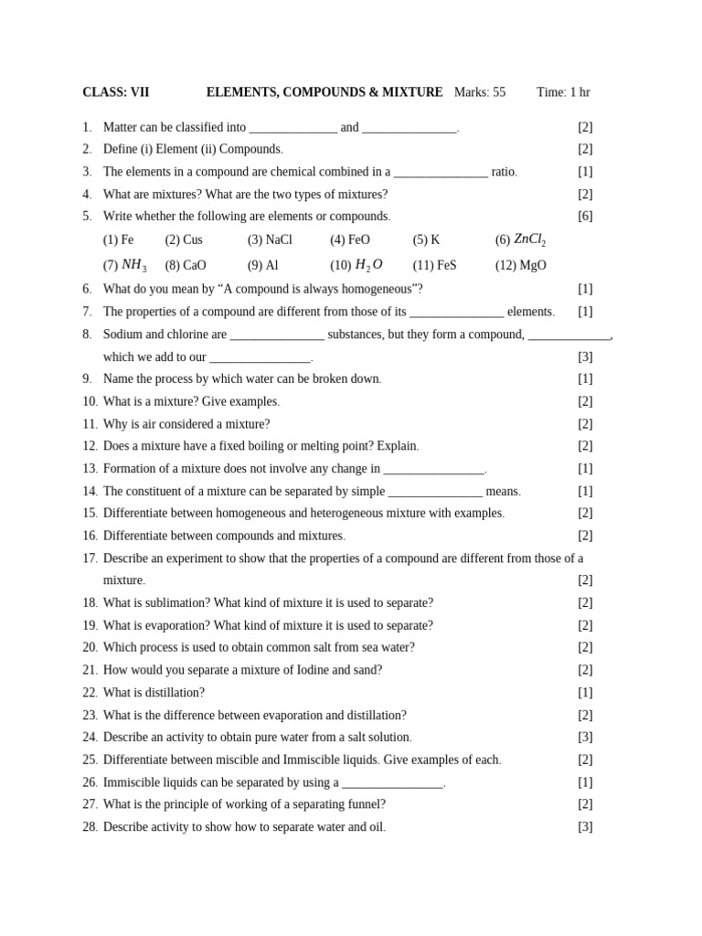Elements, Compound, Mixture - For Brinda | PDF | Mixture | Chemical ...
