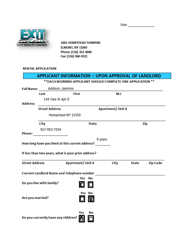 Applicant Rental Information Form (Version 1) | PDF