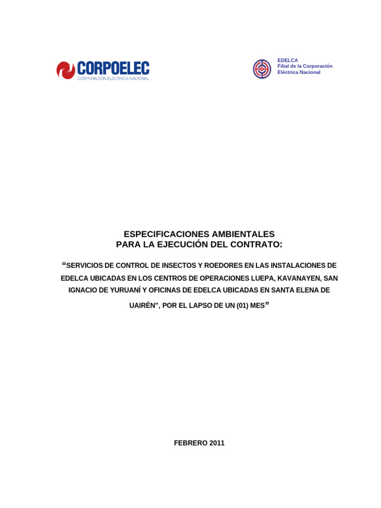 Especificaciones Ambientales EDELCA | PDF | Residuos | Agua