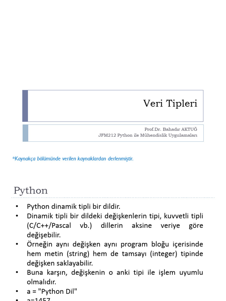 JFM212 - 02 - Veri Tipleri | PDF