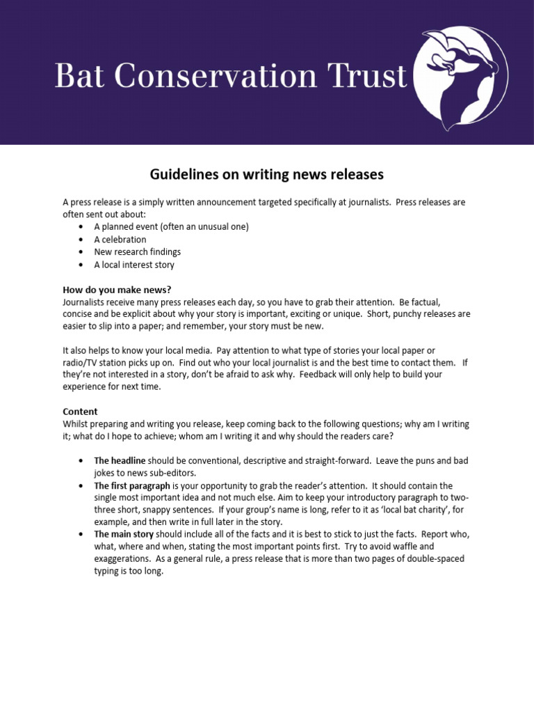 Guideline For Press Releases | PDF | Communication | Human Communication