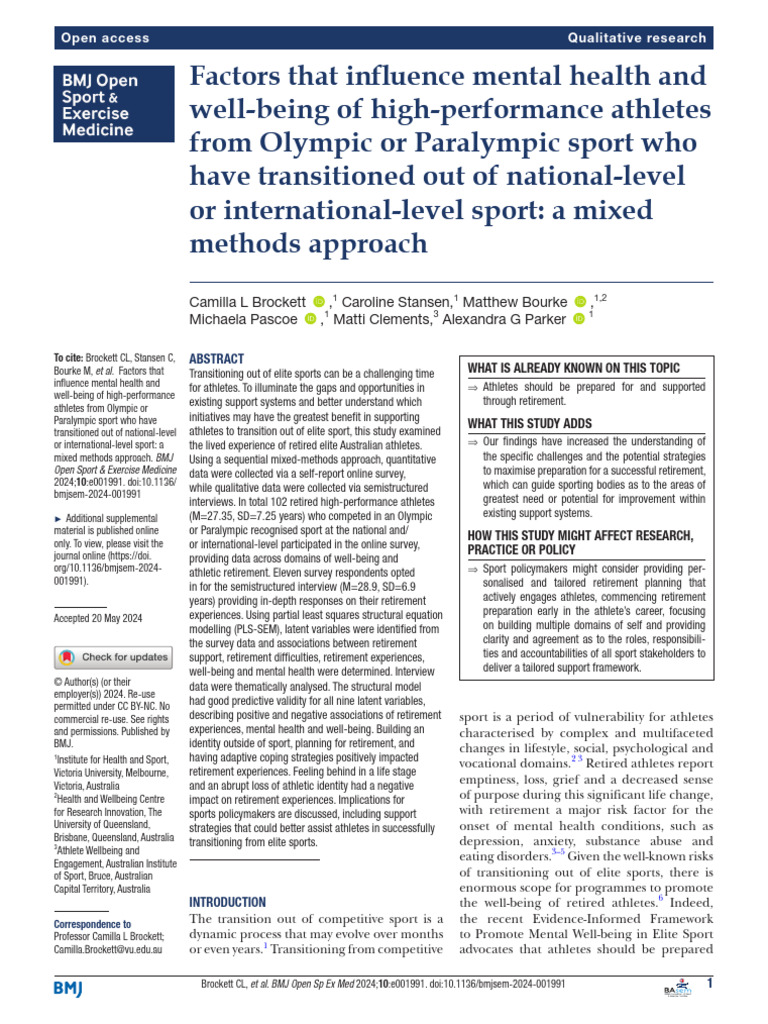 Camilla L Brockett, Caroline Stansen, Matthew Bourke, Michaela Pascoe ...