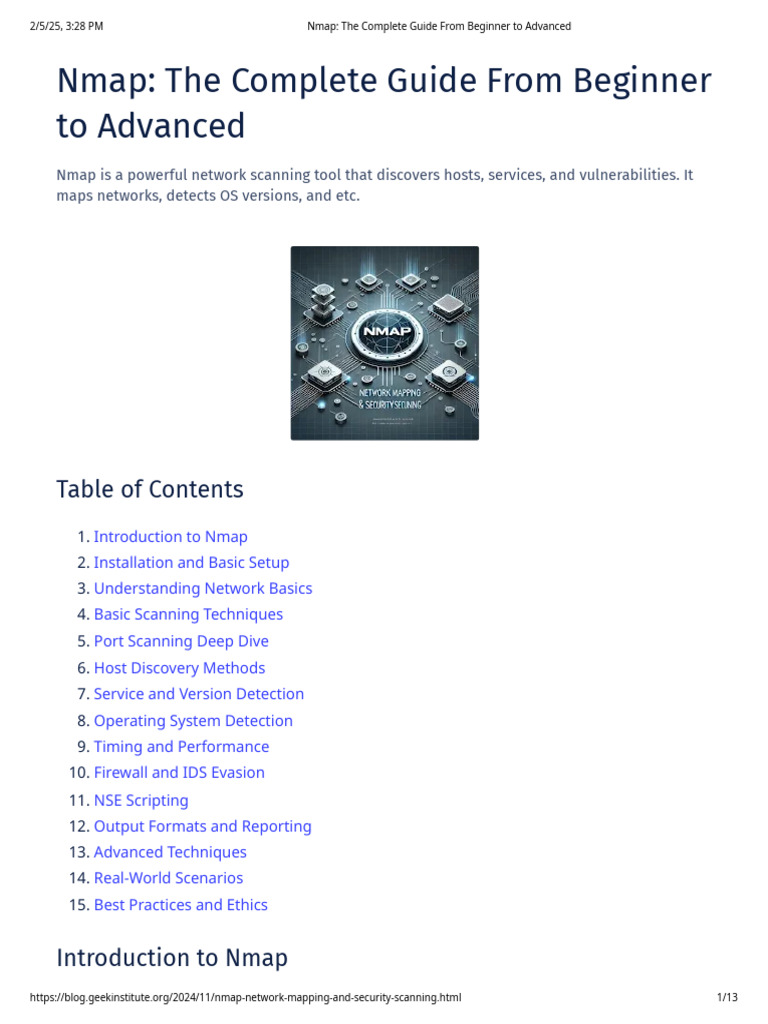 Nmap: Comprehensive User Guide | PDF | Transmission Control Protocol | Port (Computer Networking)