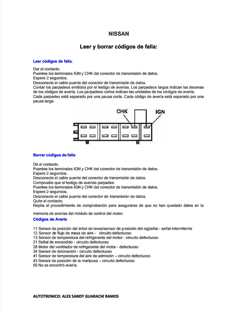 Sistema OBD 1 Nissan | PDF