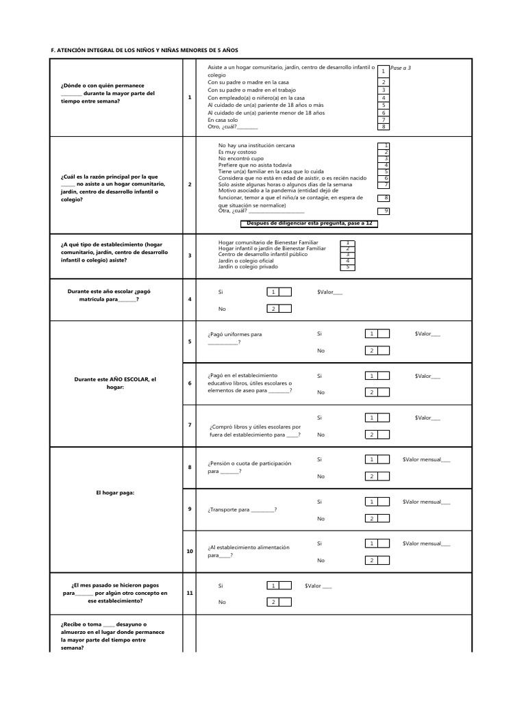 Formulario ECV 2021_ cap F Atención menores | PDF