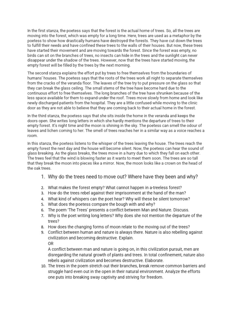 The Trees Class 10 Cbse | PDF | Trees