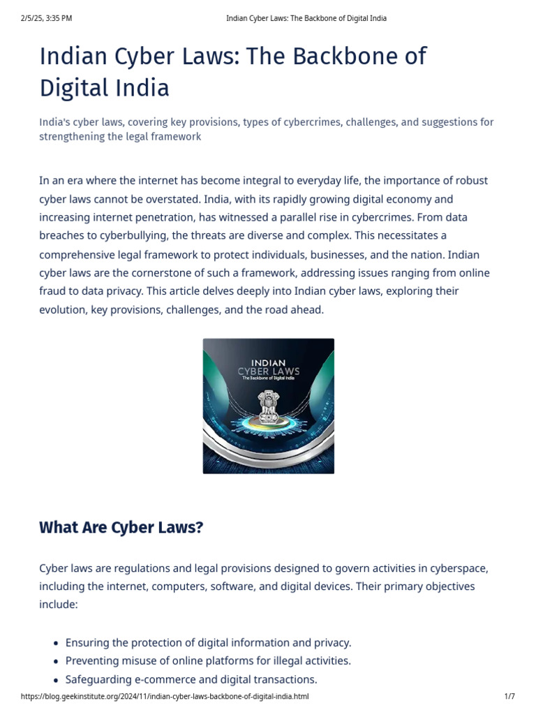 Indian Cyber Laws: Key Provisions & Challenges | PDF | Cybercrime ...