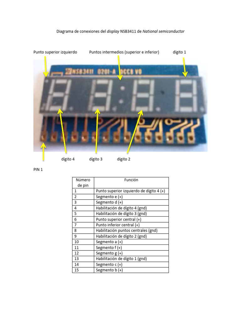 Diagrama de Conexiones Del Display NSB3411 de National Semiconductor | PDF