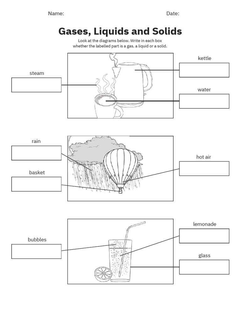 States of Matter Worksheet for Grade 1 | PDF