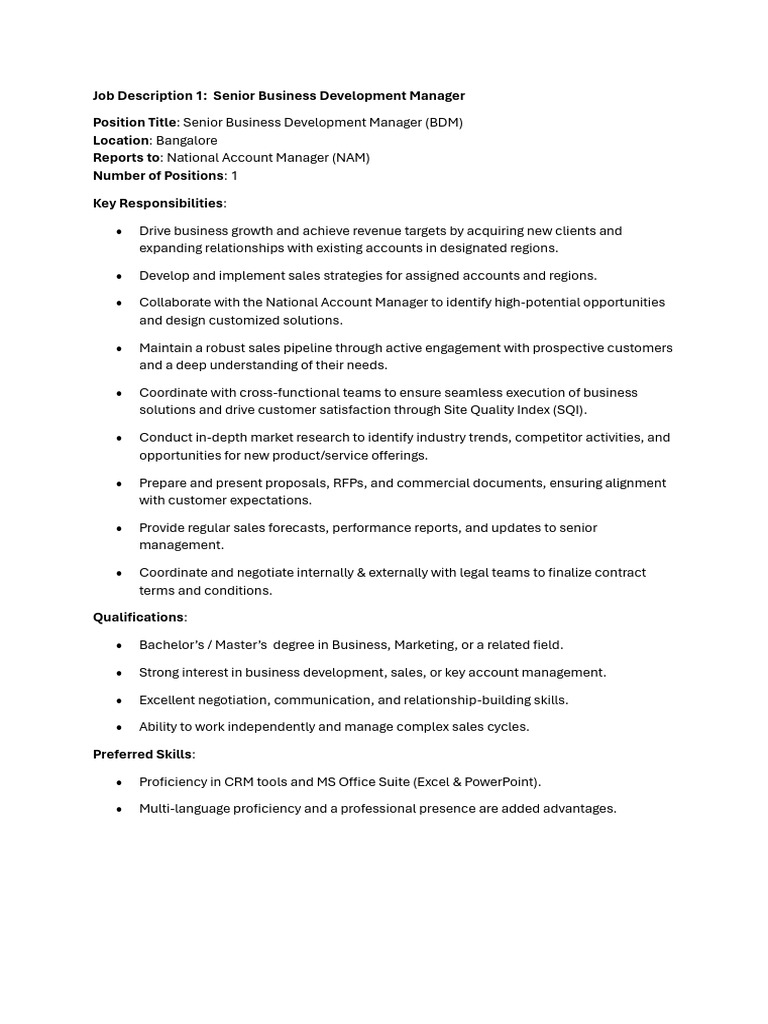 Mobility - Business Development Manager | PDF