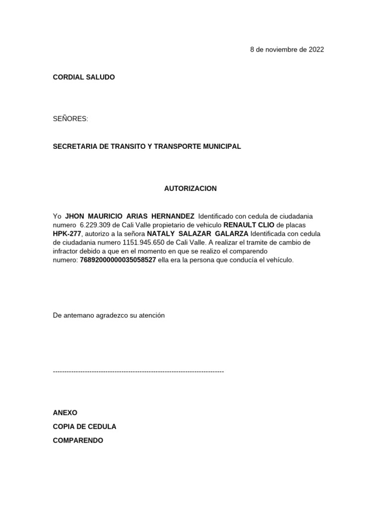 Carta de Infractor | PDF