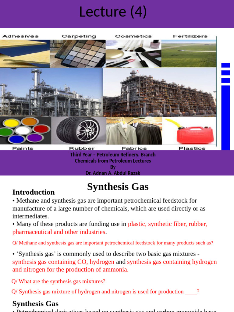 4 - Synthesis Gas | PDF | Natural Gas | Methane