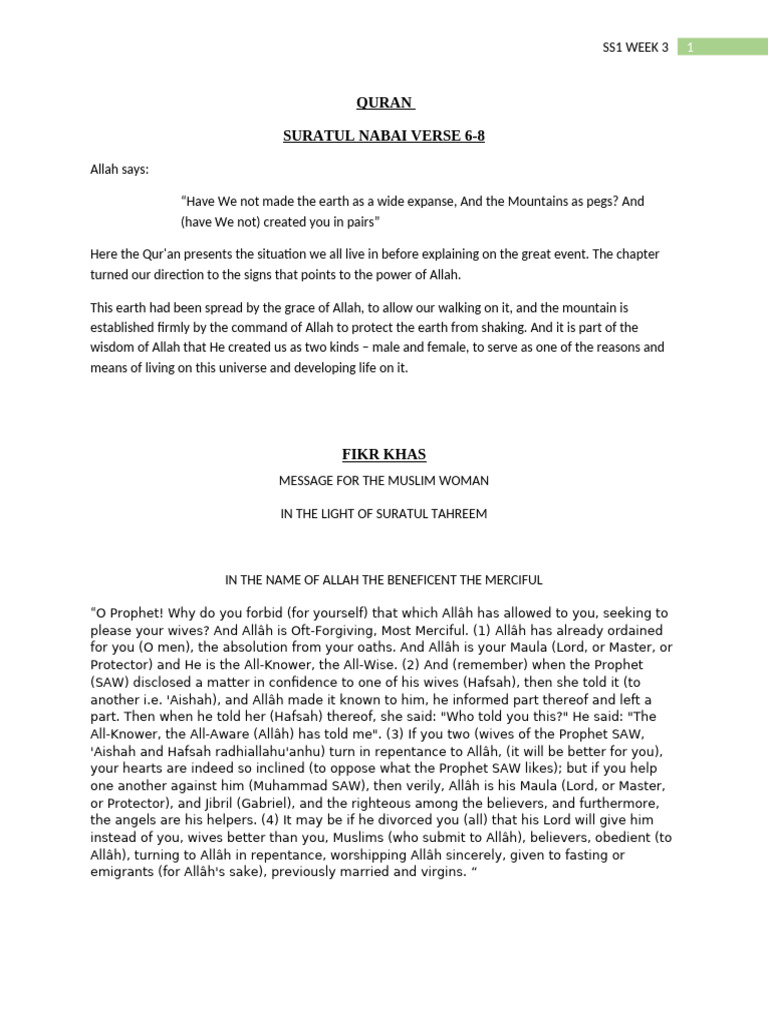 Translation of Suratul Nabai Insights | PDF | God In Islam | Muhammad