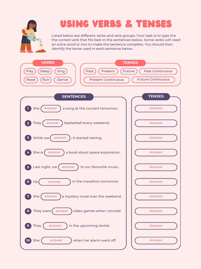 Verbs and Tenses Practice Guide | PDF | Verb | Grammatical Tense