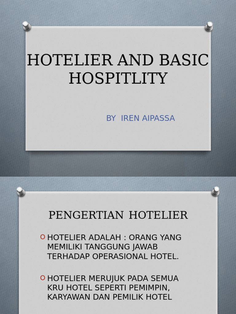 Hotelier and Basic Hospitlity | PDF