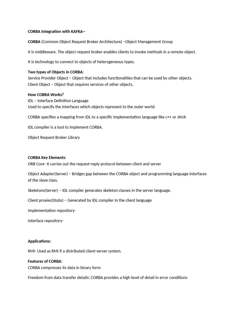 CORBA_Integration_Kafka | PDF | Common Object Request Broker ...