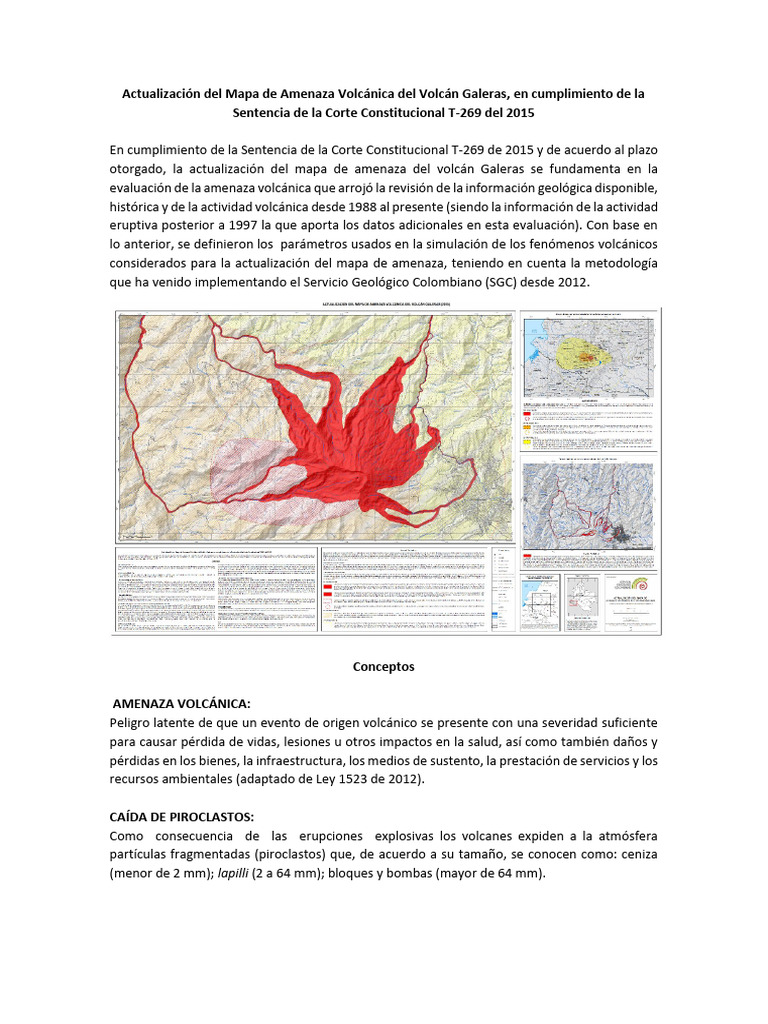Leyenda Actualizacion Mapa Amenaza Volcanica Volcan Galeras 2015 | PDF ...