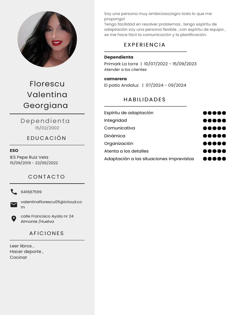 Florescu Valentina Georgiana: Dependienta | PDF