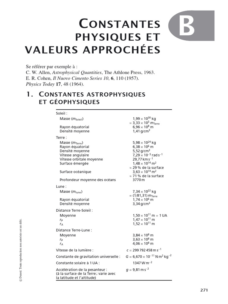 Constantes Physiques Essentielles | PDF | Atomes | Grandeur physique