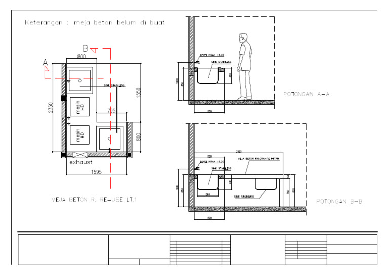 Detail Meja Beton R.re-Use lt.1 | PDF