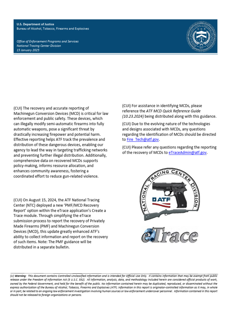 ATF Tracing Bulletin - MCD Guidance | PDF | Bureau Of Alcohol