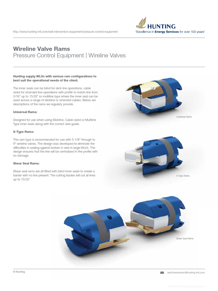 hunting-wireline-valve-rams-datasheet | PDF