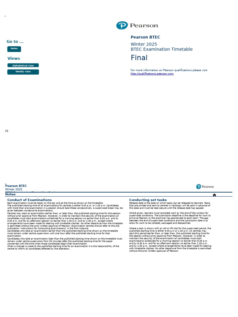 Btec Winter 2025 Final Timetable 1 | PDF | Science