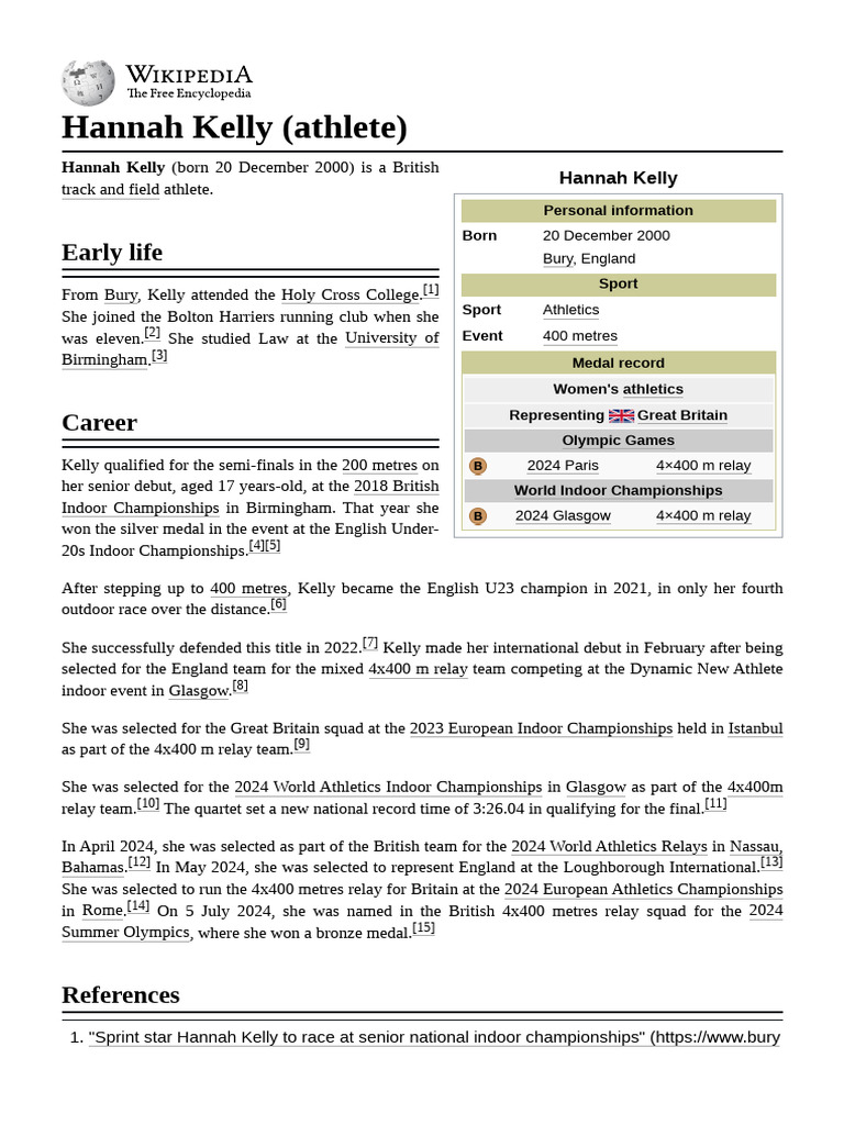 Hannah_Kelly_(athlete) | PDF | Individual Sports | Athletic Sports
