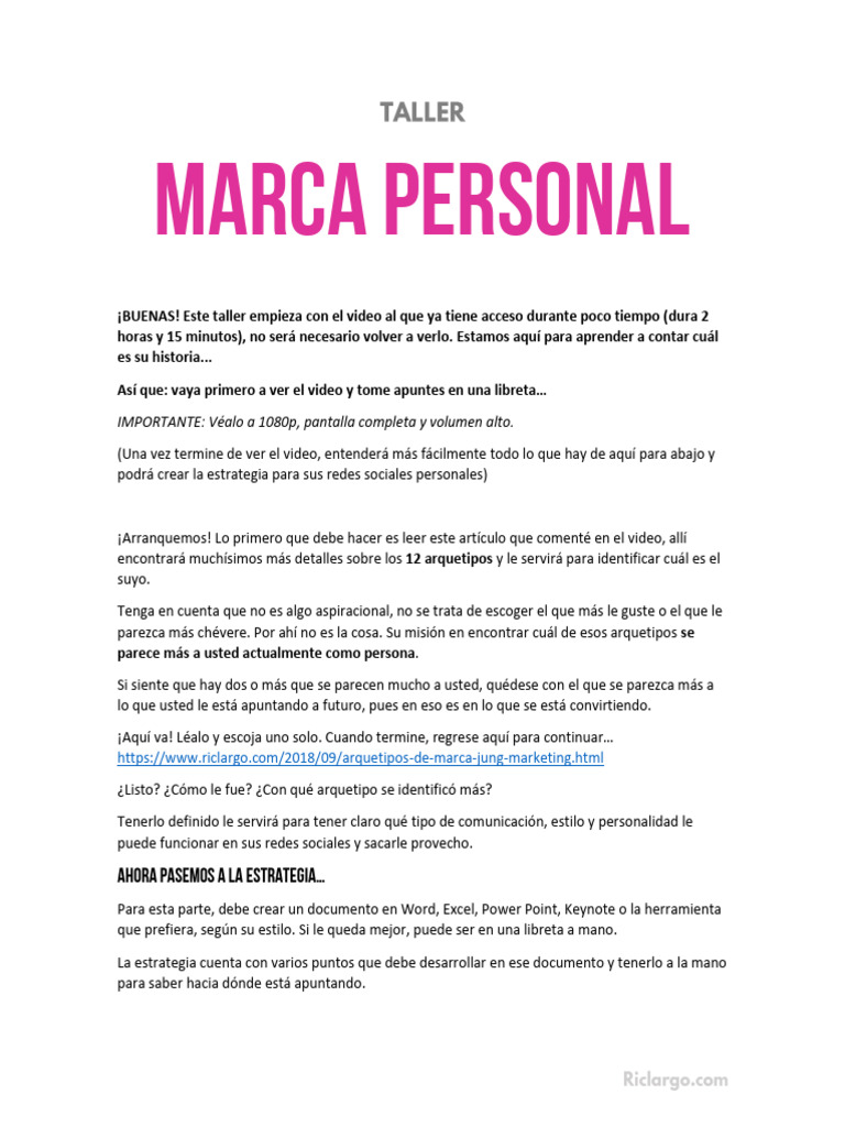 Guia Taller Marca Personal 1 | PDF | Moda | Comercio electrónico