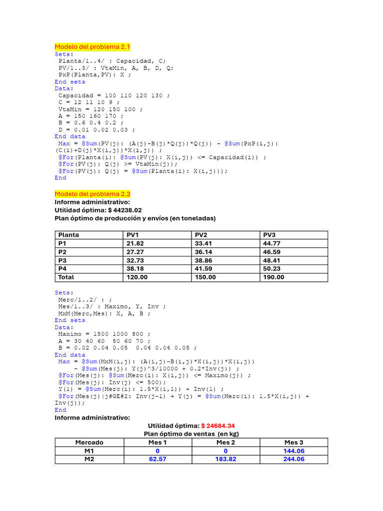 Modelos de Programación No Lineal | PDF