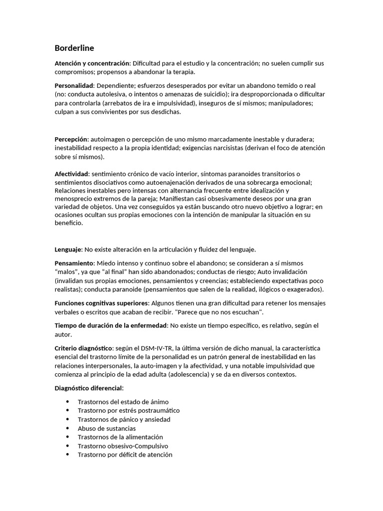 Borderline | PDF | Trastorno límite de la personalidad | Las emociones