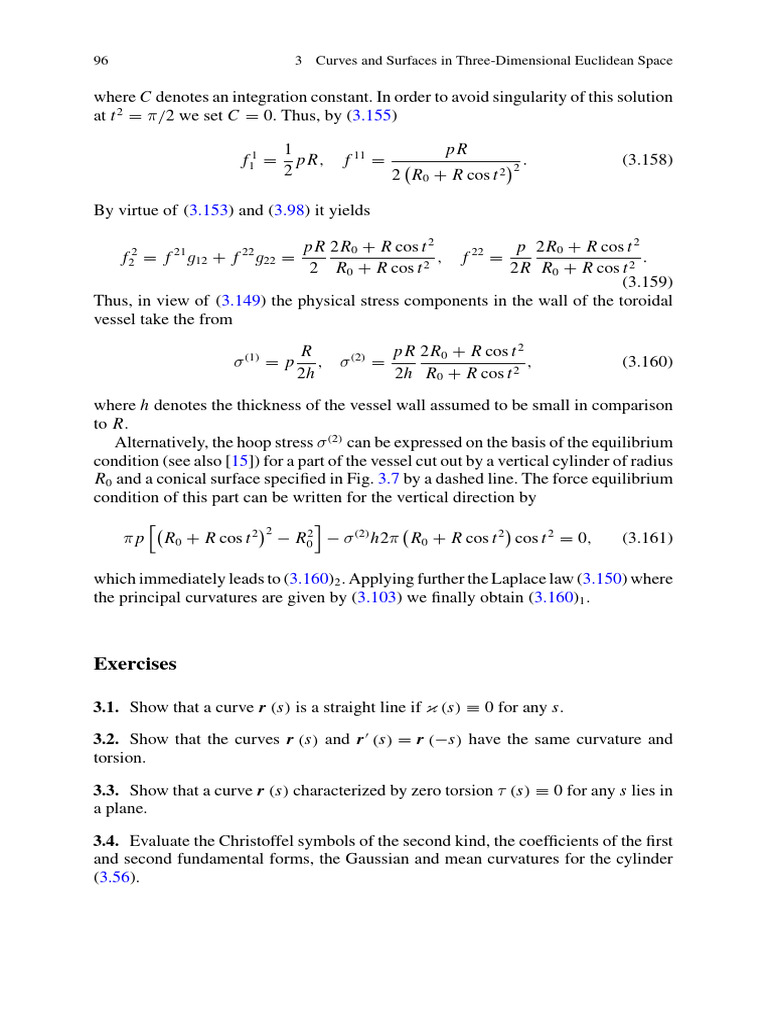C T C PR R R T: 96 3 Curves and Surfaces in Three-Dimensional Euclidean Space | PDF ...