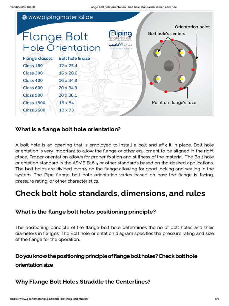 Flange Bolt Hole Orientation - Bolt Hole Standards - Dimension - Rule ...