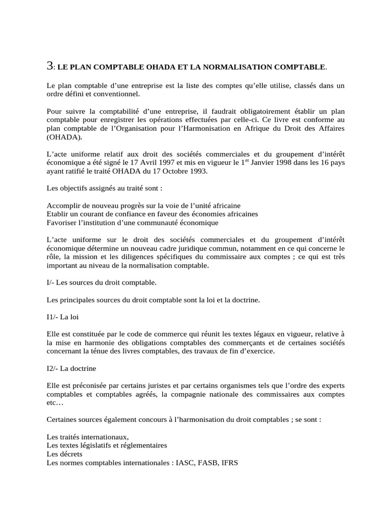 Plan Comptable OHADA et Normalisation | PDF | Comptabilité analytique | Dépréciation