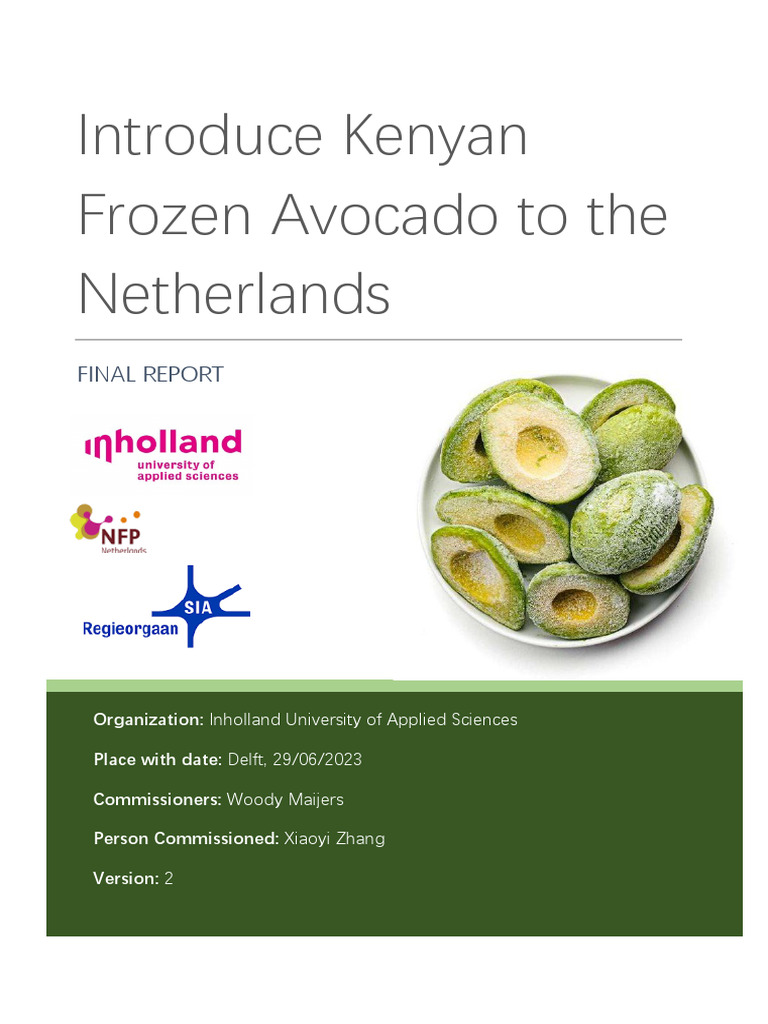 Introducing Kenyan IQF Avocados to Netherlands | PDF | Marketing ...