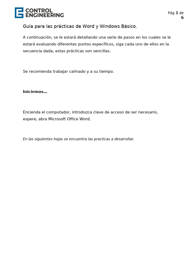 Guia para Practicas Word y Windows Basico | PDF | Microsoft Word | Software